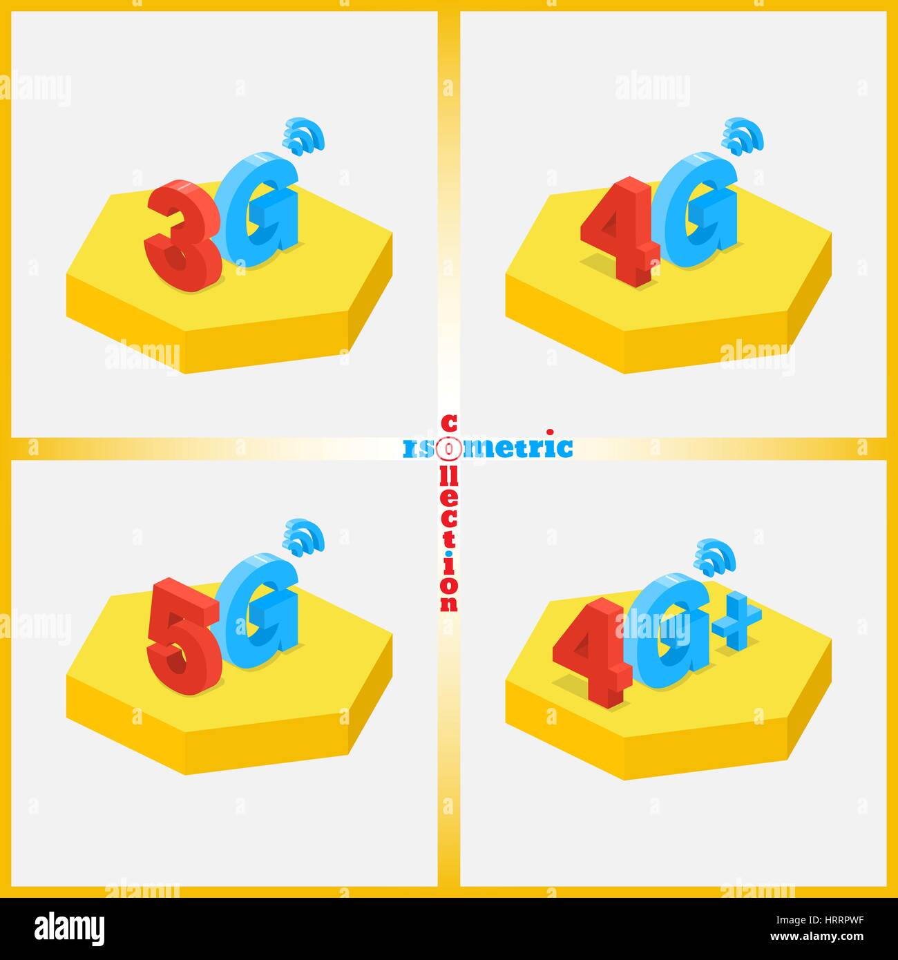 Set of icons of wireless mobile communications. Mobile networks ...