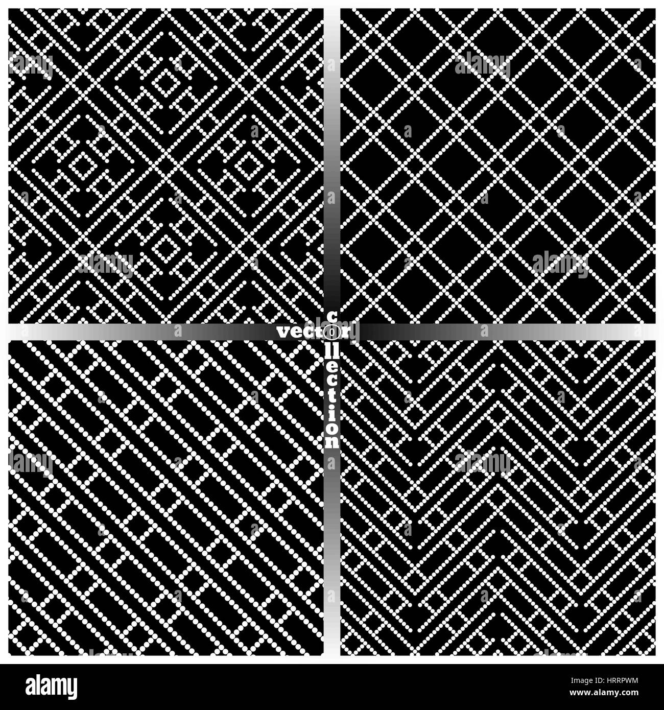 Seamless pattern. Set of four simple pixel textures. Regularly ...