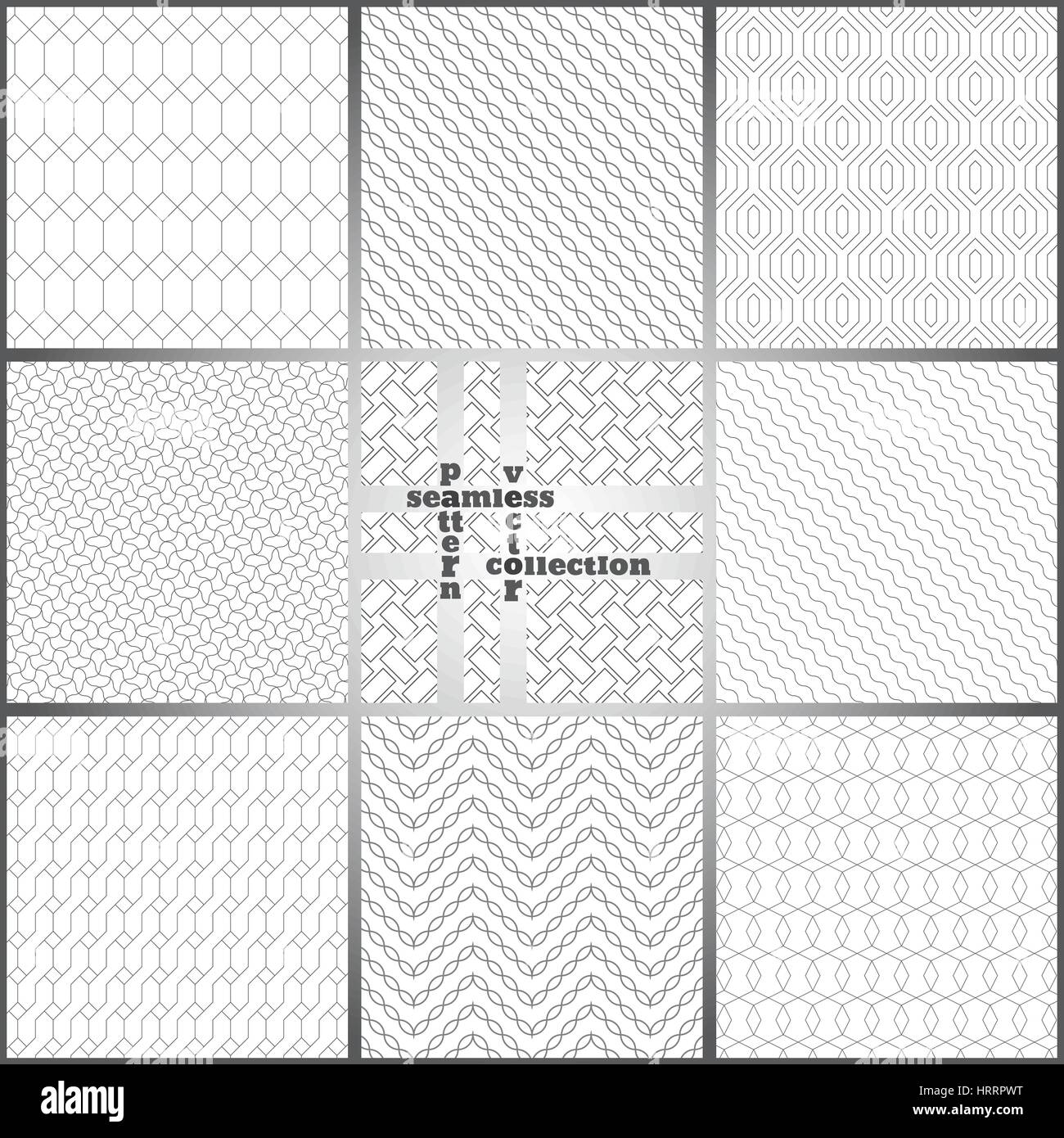 Seamless pattern. Set of eight stylish original textures. Regularly repeating geometrical ...
