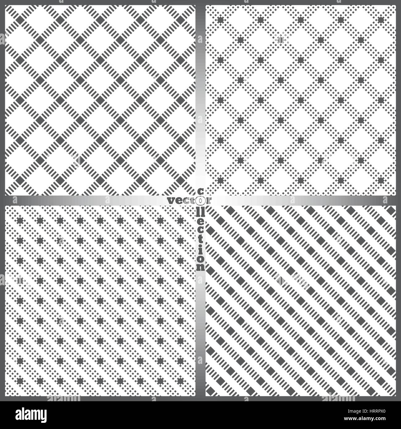 Seamless pattern. Set of four simple modern textures. Regularly repeating geometrical elements ...