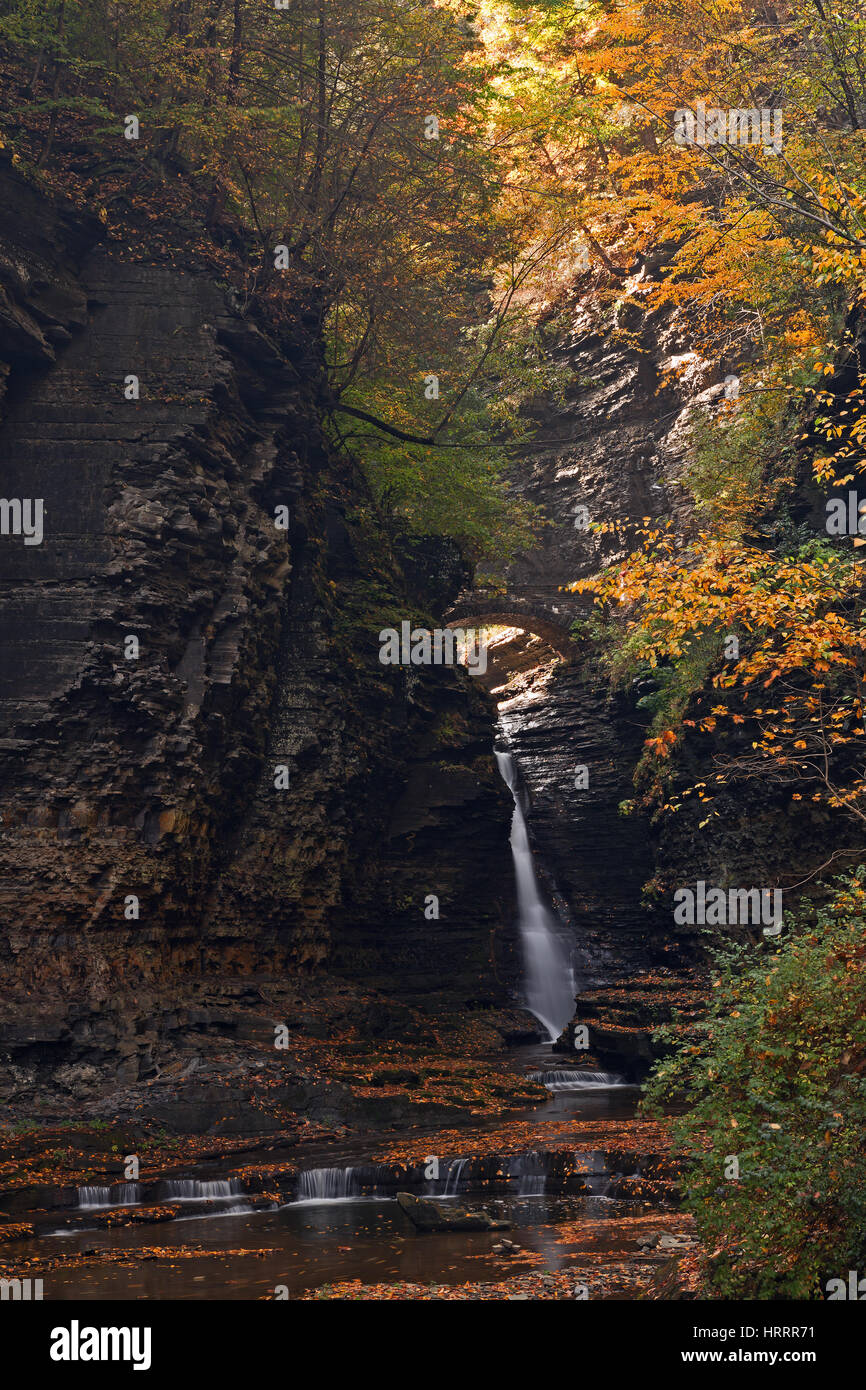 Beautiful waterfall cascade and fall foliage Stock Photo - Alamy
