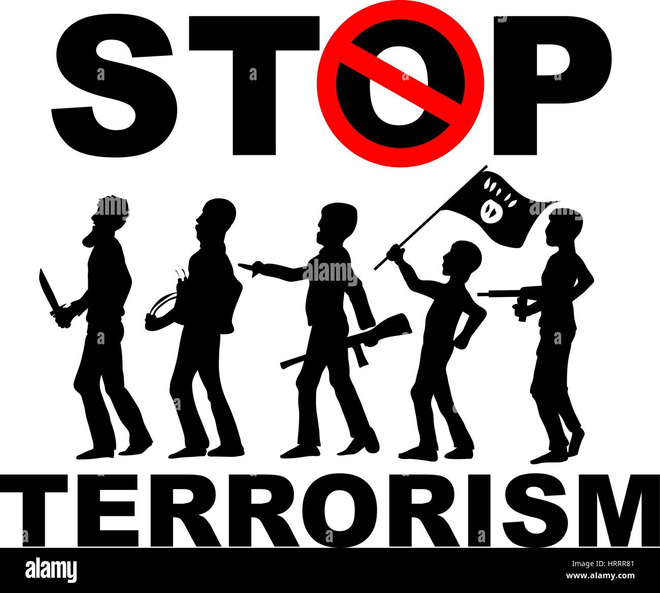 stop terrorist silhouette set on background Stock Vector Image & Art ...