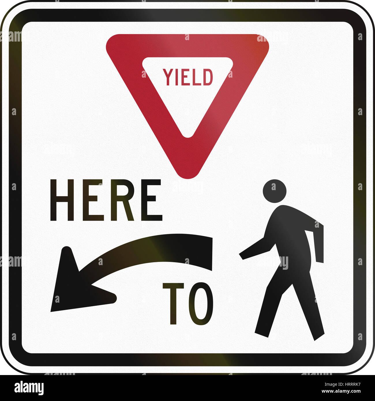 United States MUTCD regulatory road sign - Yield here to pedestrians ...