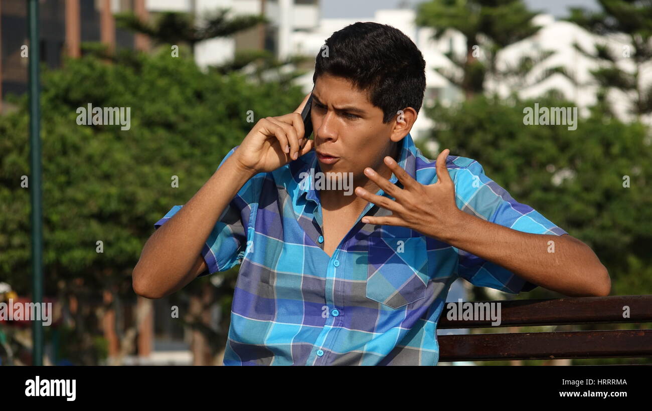 Angry Teen Boy Phone Call Stock Photo - Alamy