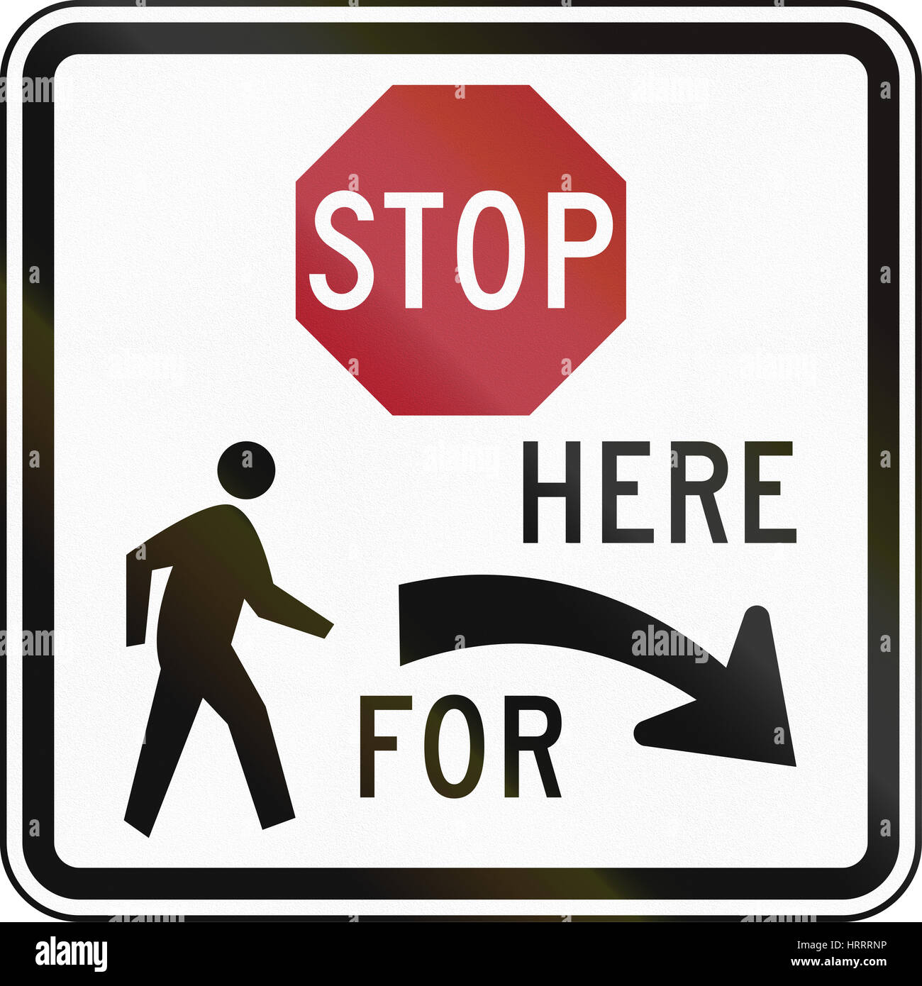 United States MUTCD regulatory road sign - Stop here for pedestrians ...