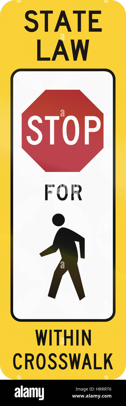 United States MUTCD crosswalk road sign - Stop for pedestrians Stock ...