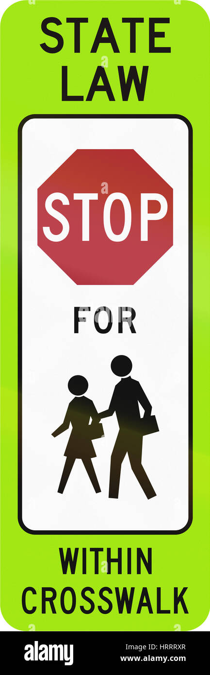 United States MUTCD crosswalk road sign - Stop for children Stock Photo ...