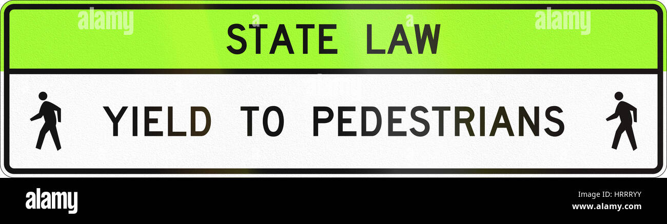 United States MUTCD crosswalk road sign - Yield to pedestrians Stock ...