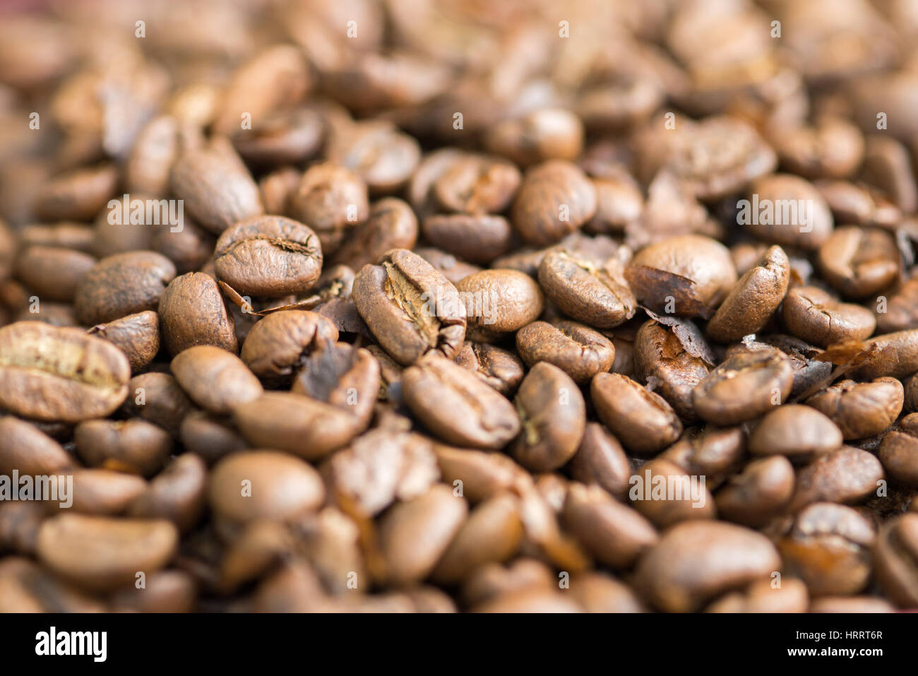 Roasted coffee beans are prepared for processing at a coffee plant in ...