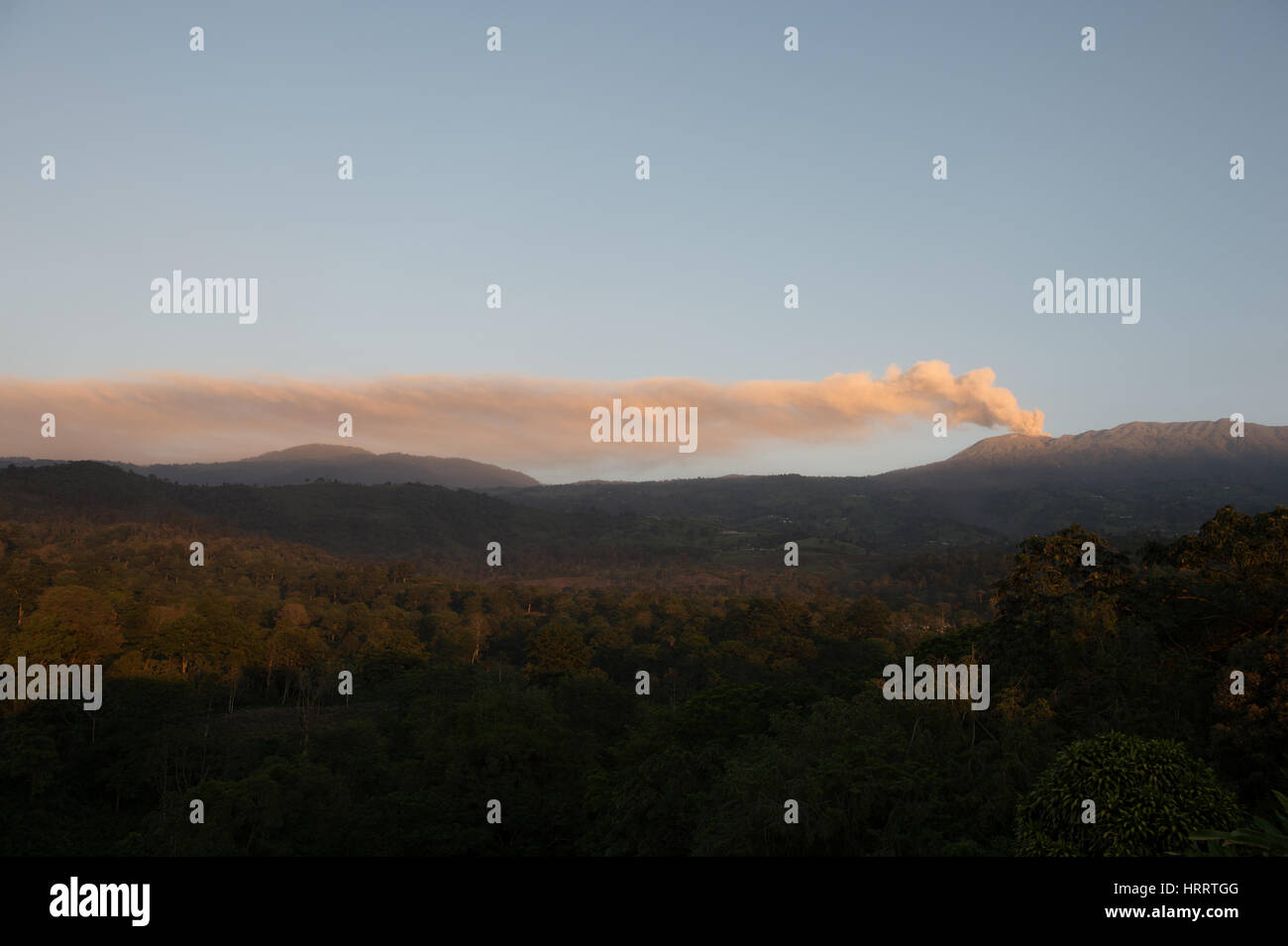 View of the Turrialba volcano from inside the Costa Rican jungle, in ...