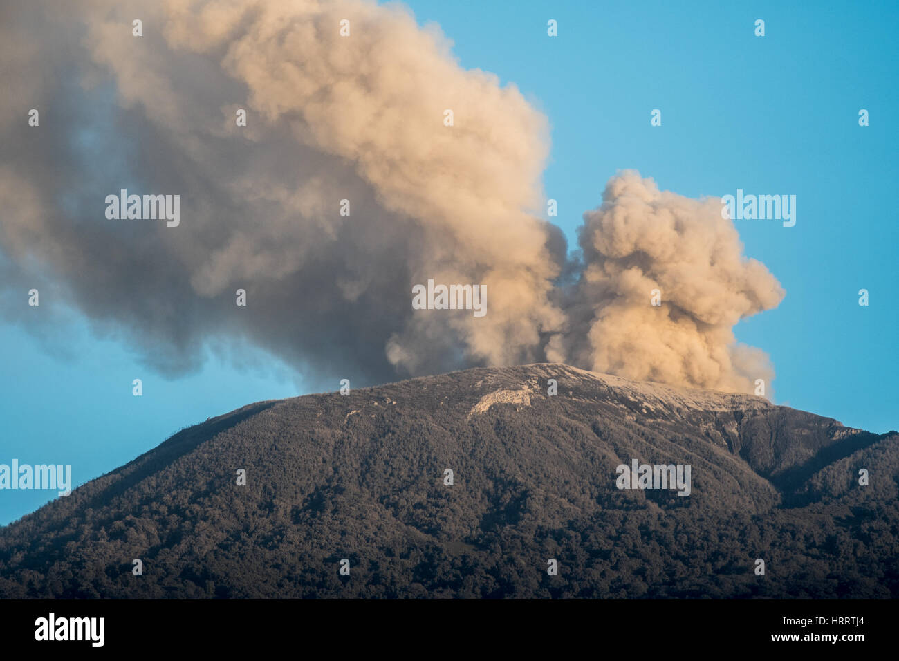 View of the Turrialba volcano from the town of Aquires, Costa Rica ...
