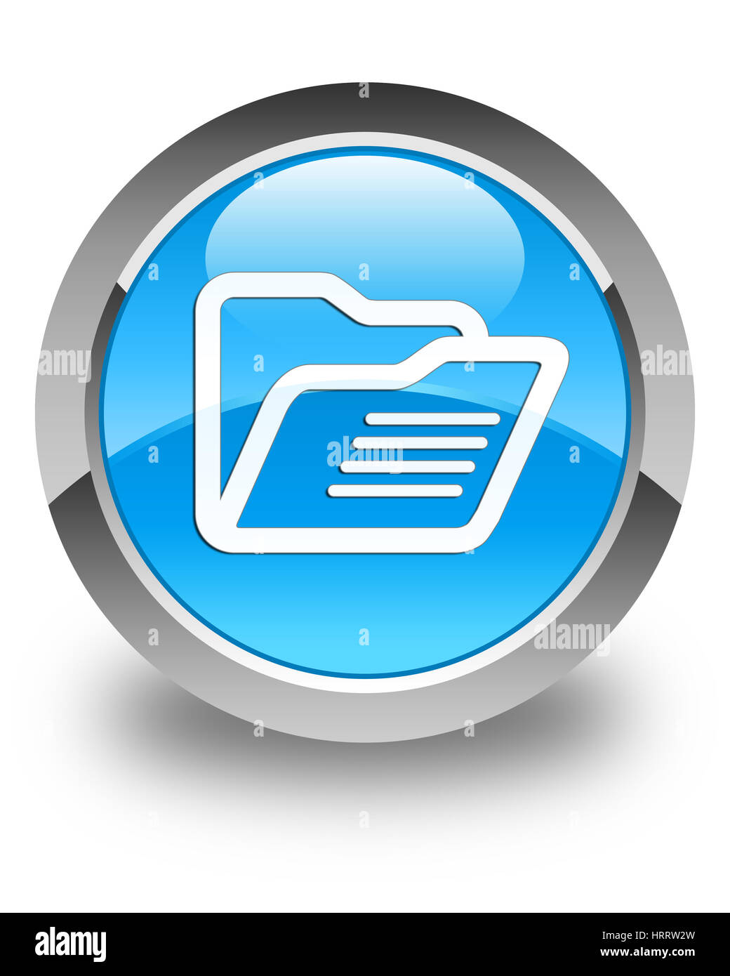 Folder icon isolated on glossy cyan blue round button abstract ...