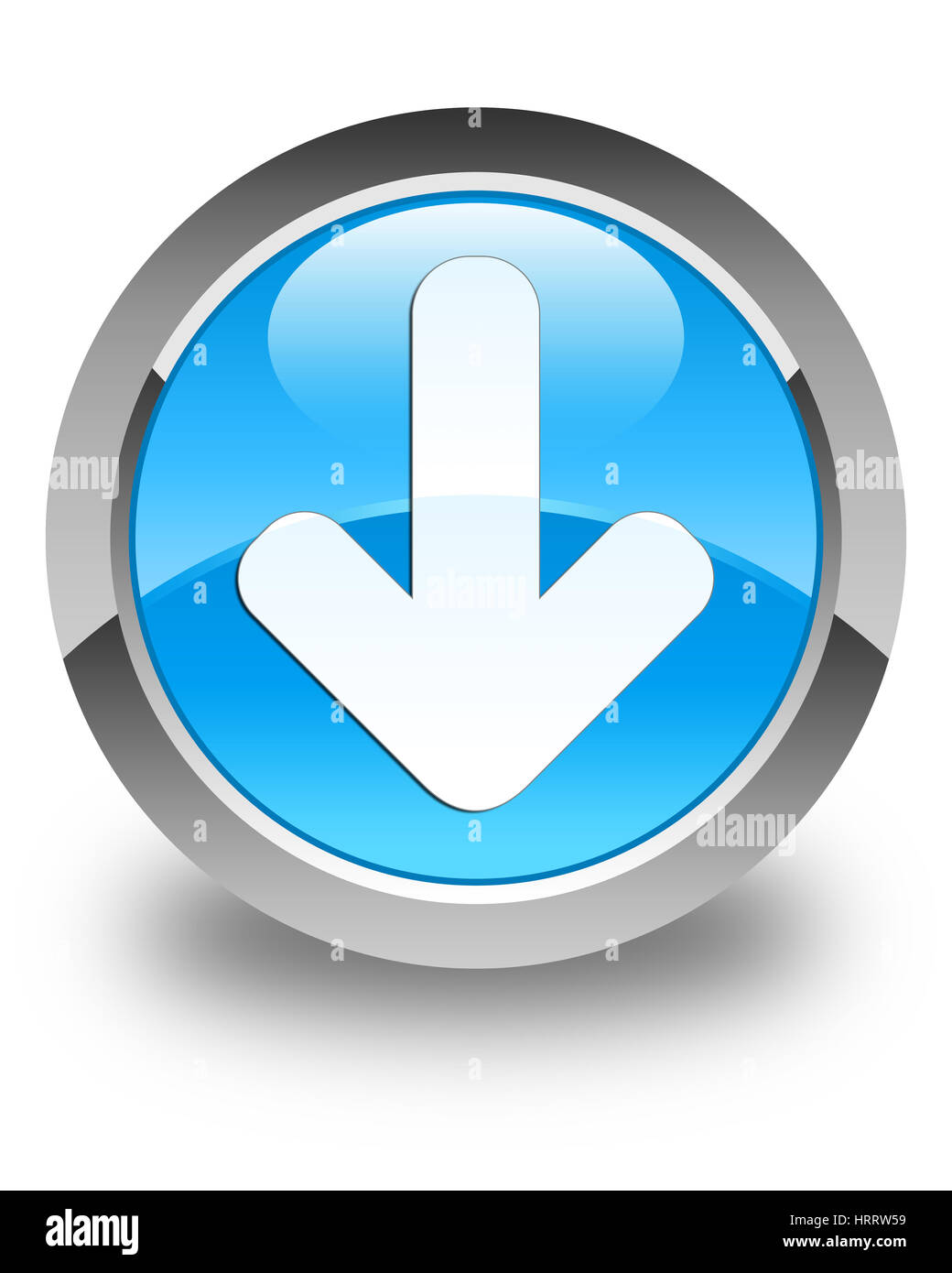 Download arrow icon isolated on glossy cyan blue round button abstract ...