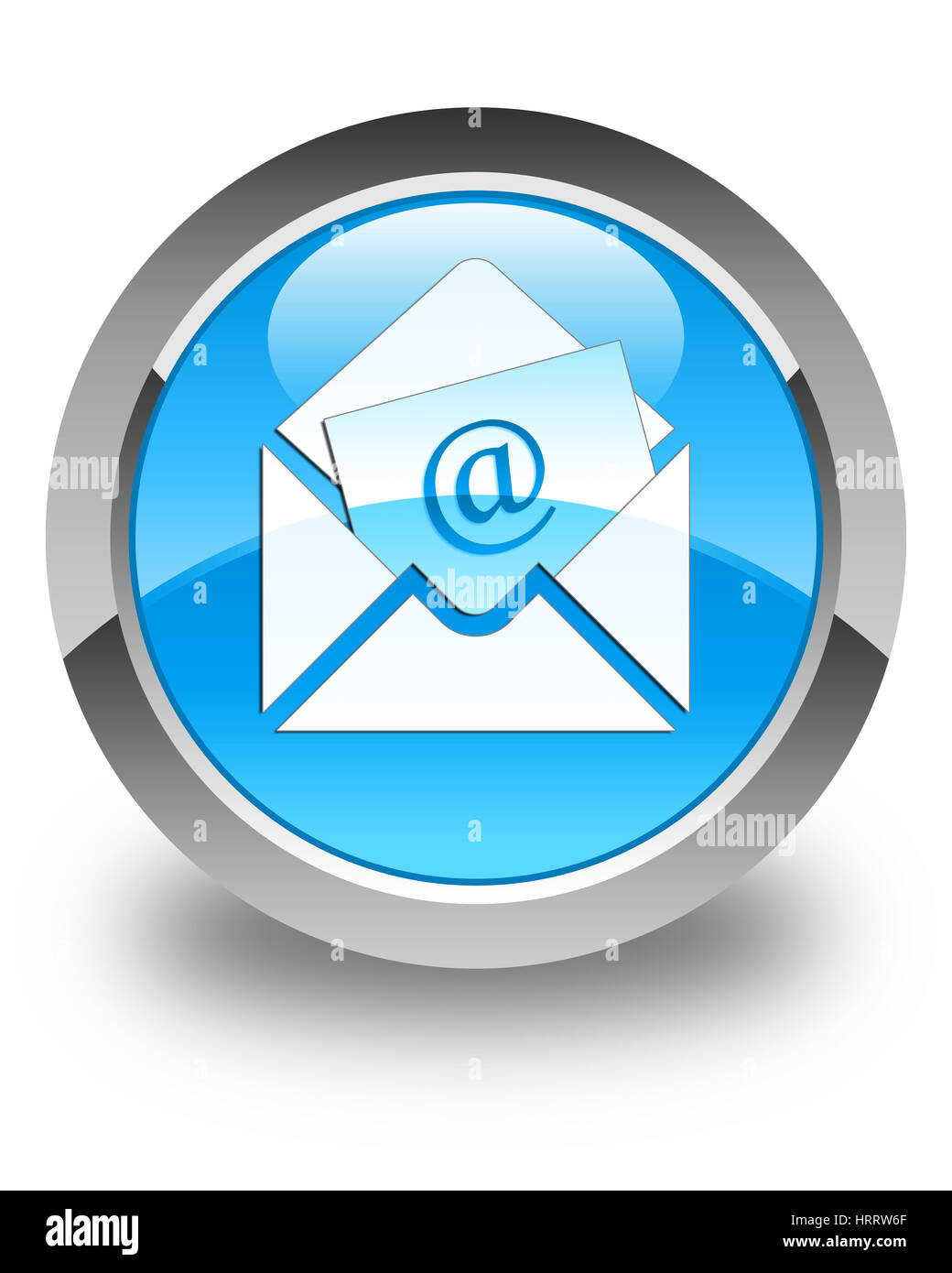 Newsletter email icon isolated on glossy cyan blue round button ...
