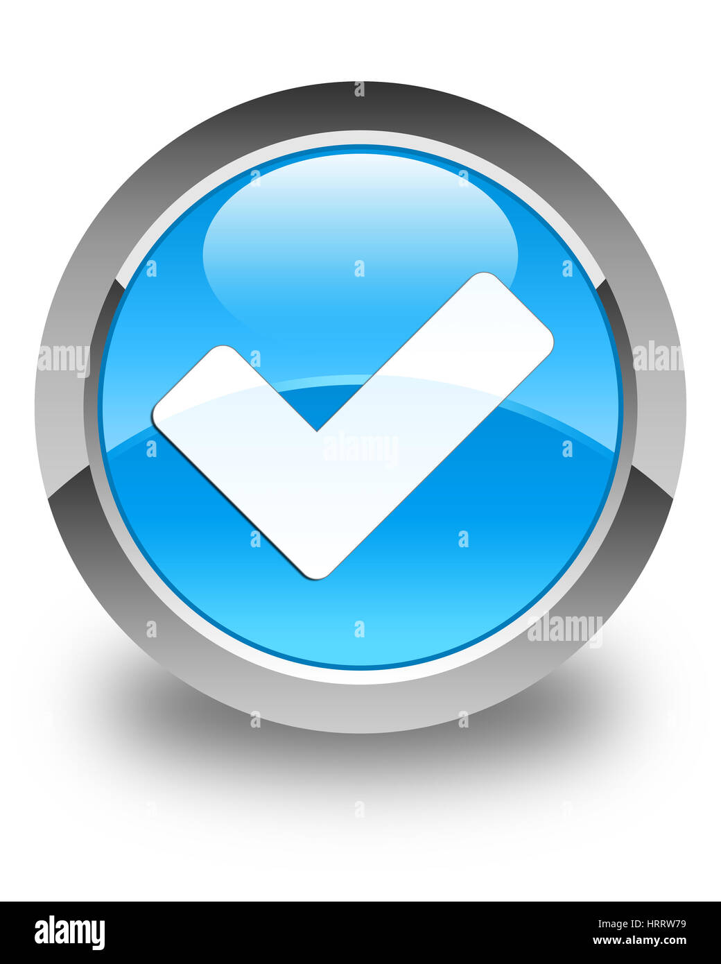 Validate icon isolated on glossy cyan blue round button abstract ...