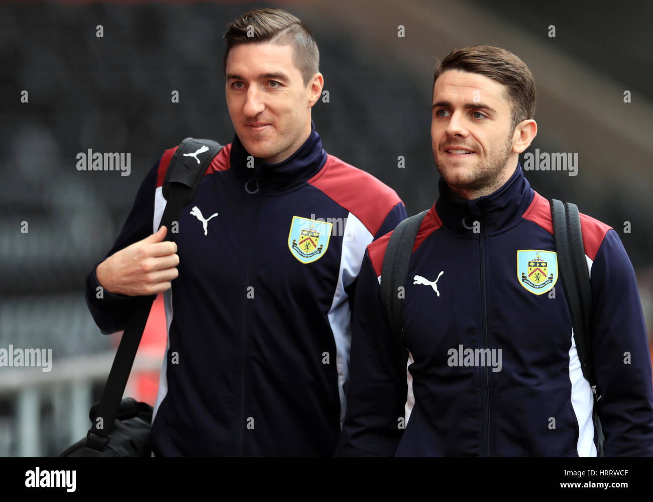 Burley's Stephen Ward (left) and Robbie Brady during the Premier League ...