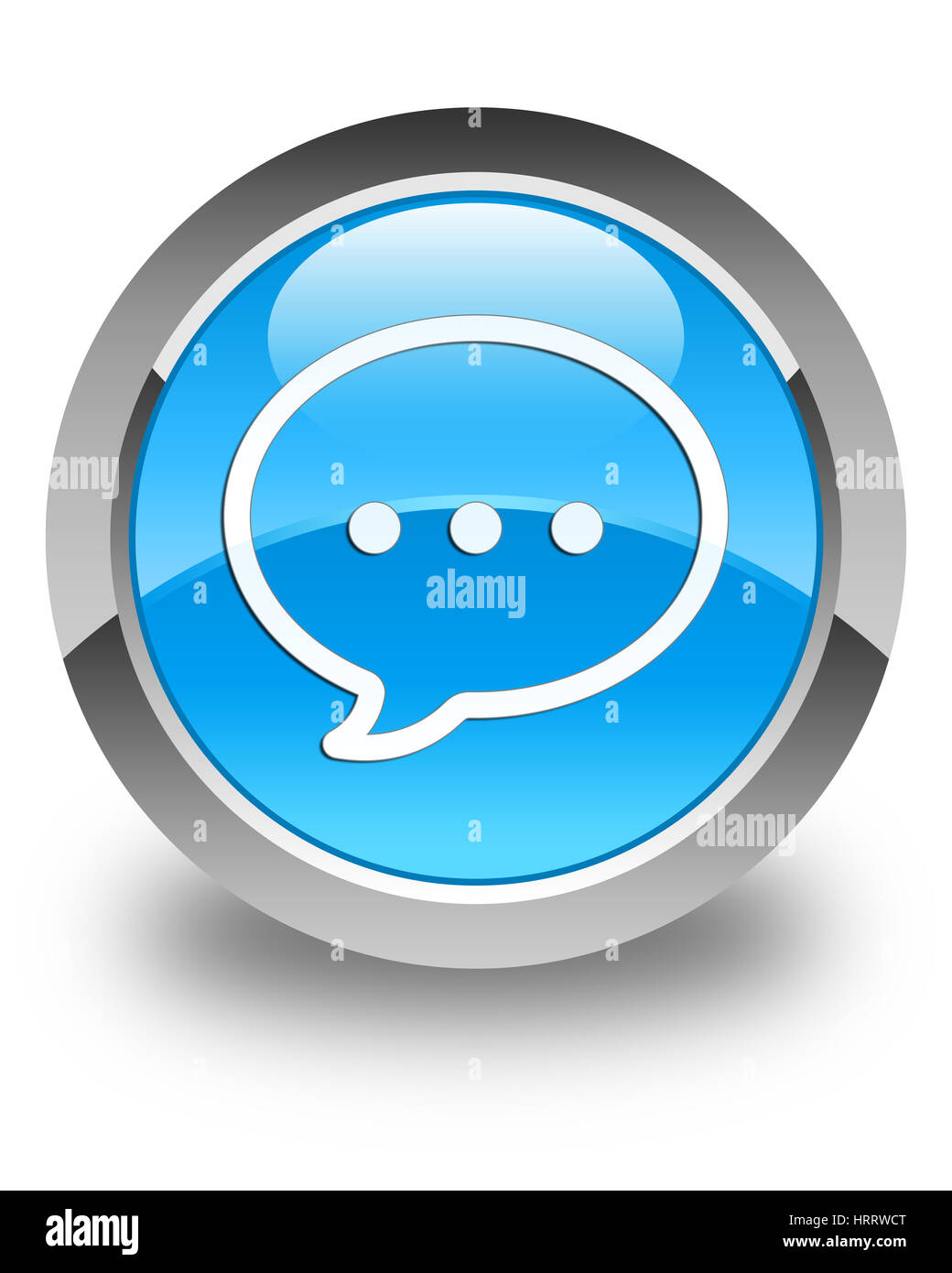 Talk bubble icon isolated on glossy cyan blue round button abstract ...