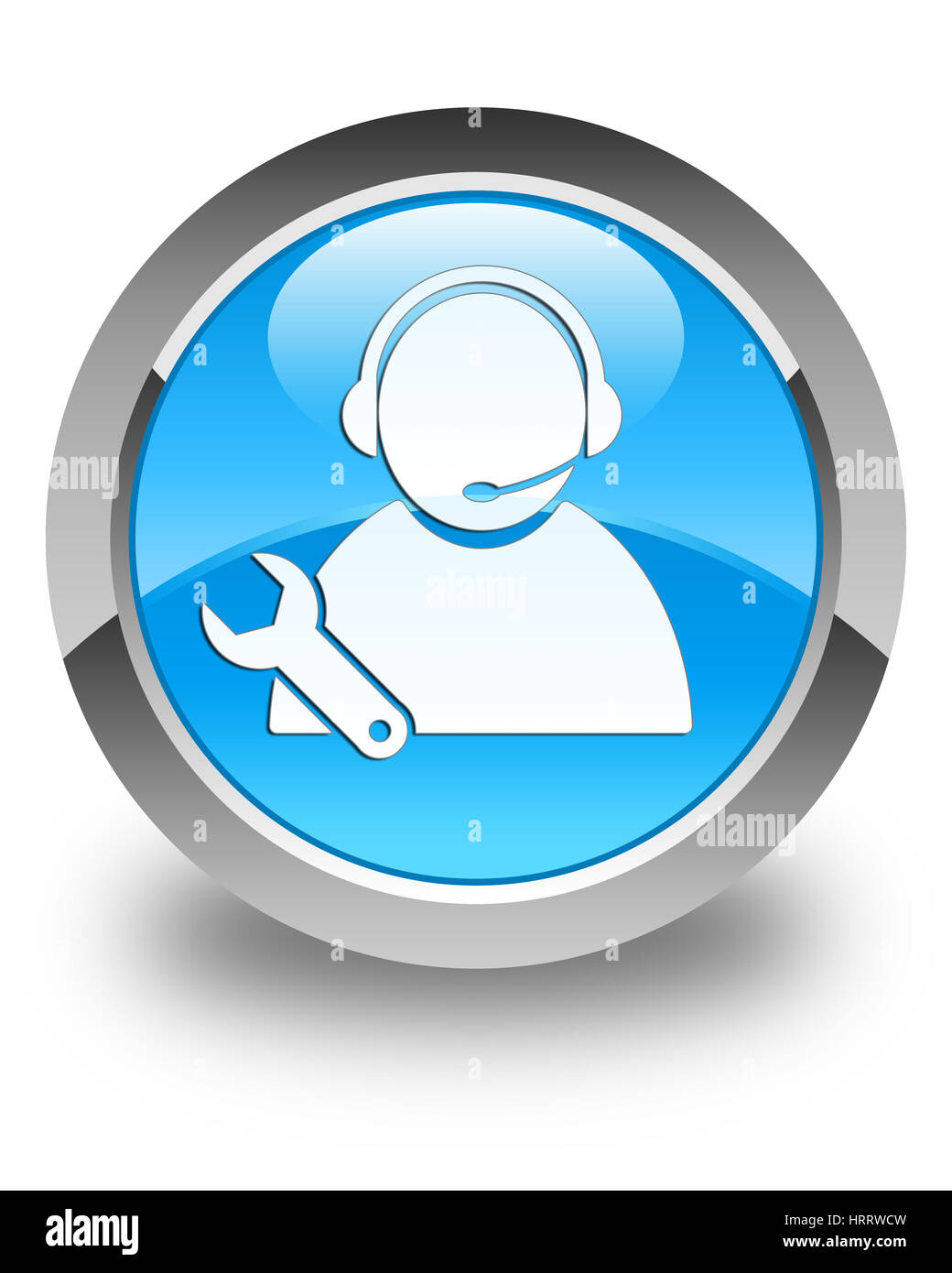 Tech support icon isolated on glossy cyan blue round button abstract ...
