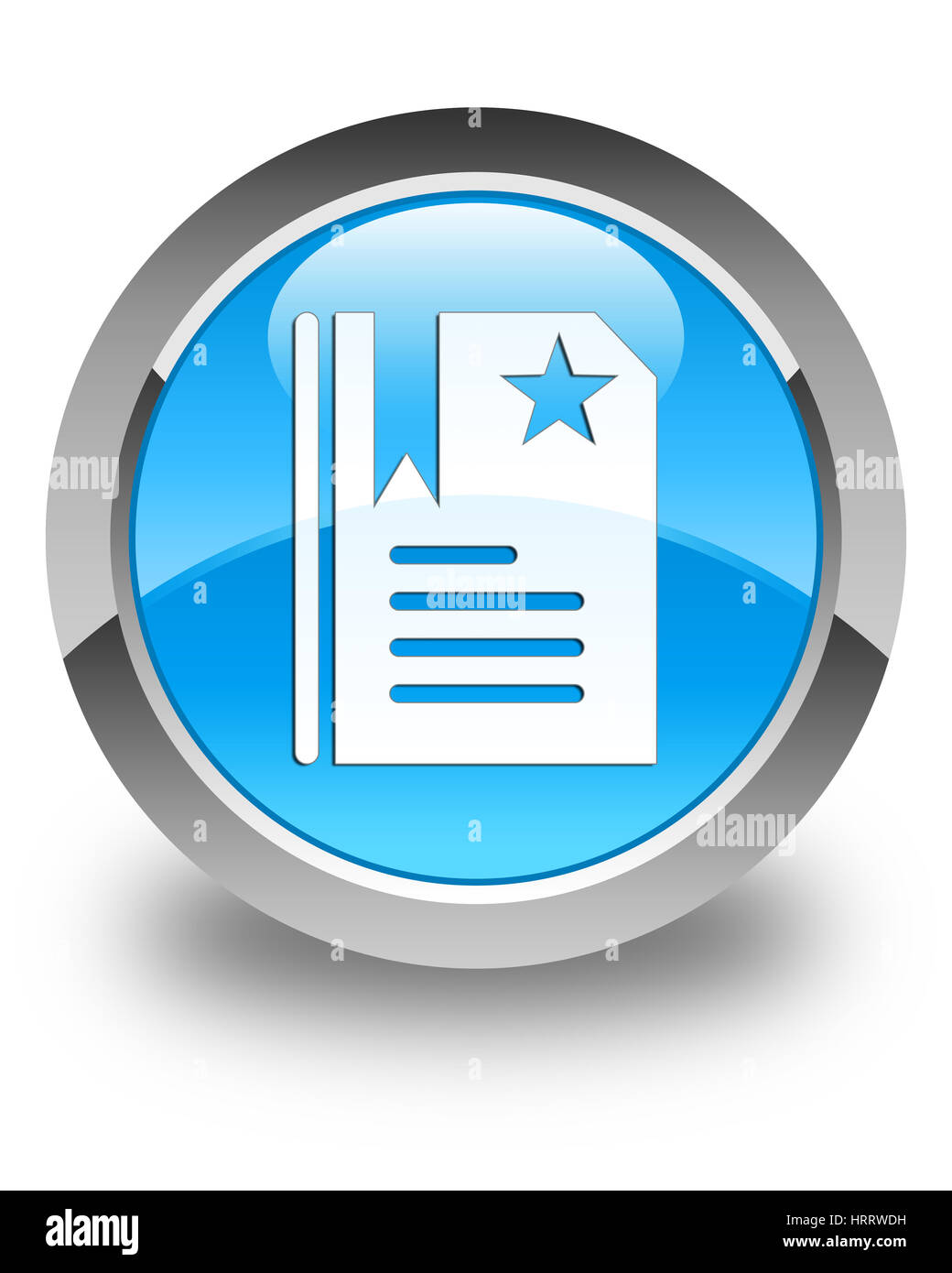 Bookmark icon isolated on glossy cyan blue round button abstract ...