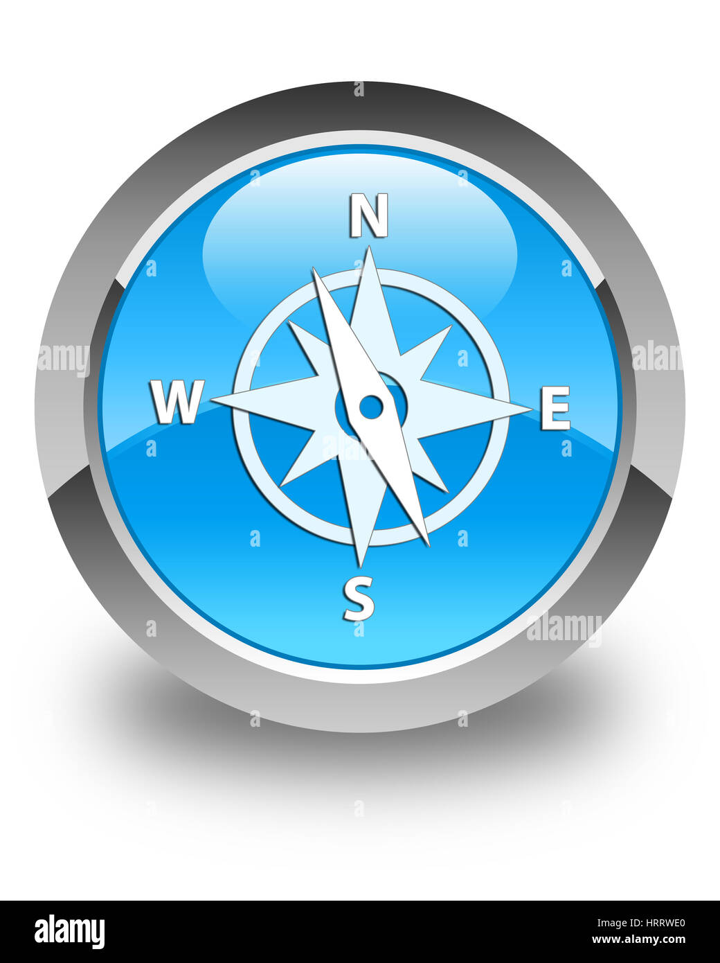 Compass icon isolated on glossy cyan blue round button abstract ...