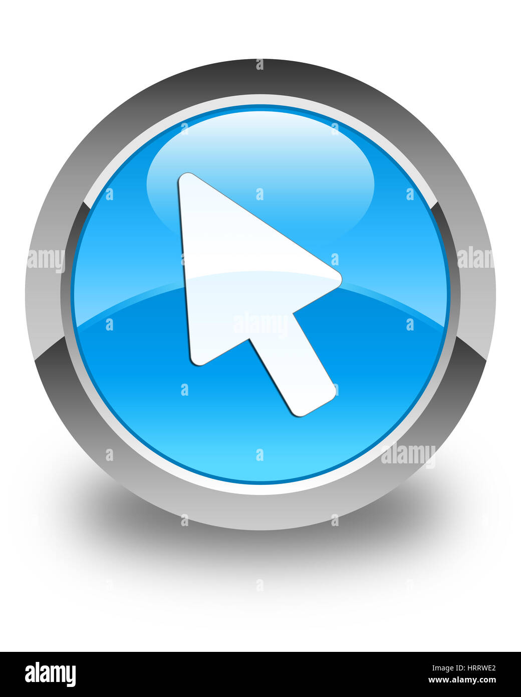 Cursor icon isolated on glossy cyan blue round button abstract ...