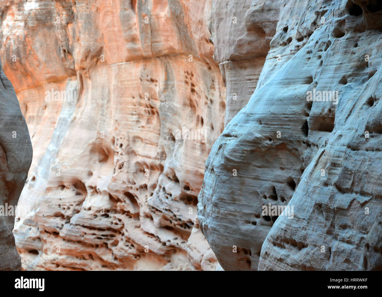 Narrow Path into a slot canyon, with rocks showing erosion, Valley of ...