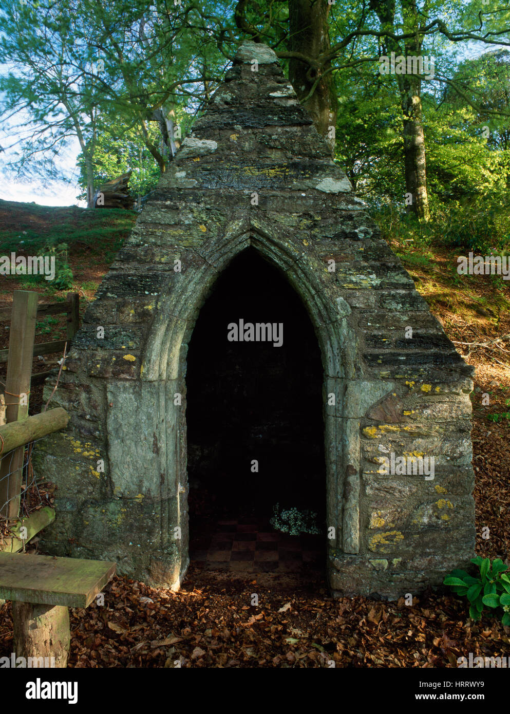 Holy well inside a Medieval chapel at Maker, Cornwall, associated with ...