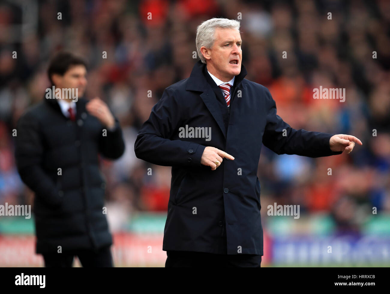 Stoke City manager Mark Hughes during the Premier League match at the ...