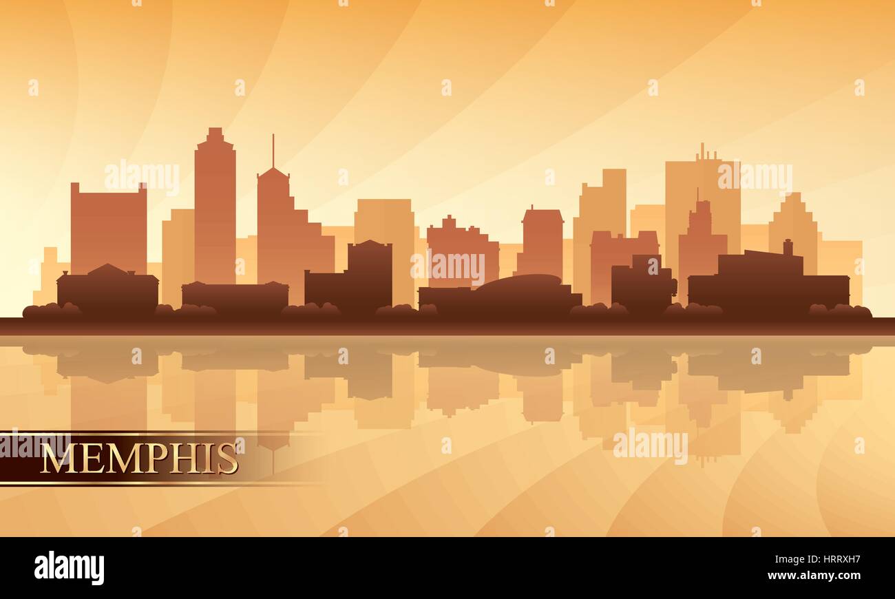 Memphis city skyline silhouette background, vector illustration Stock ...