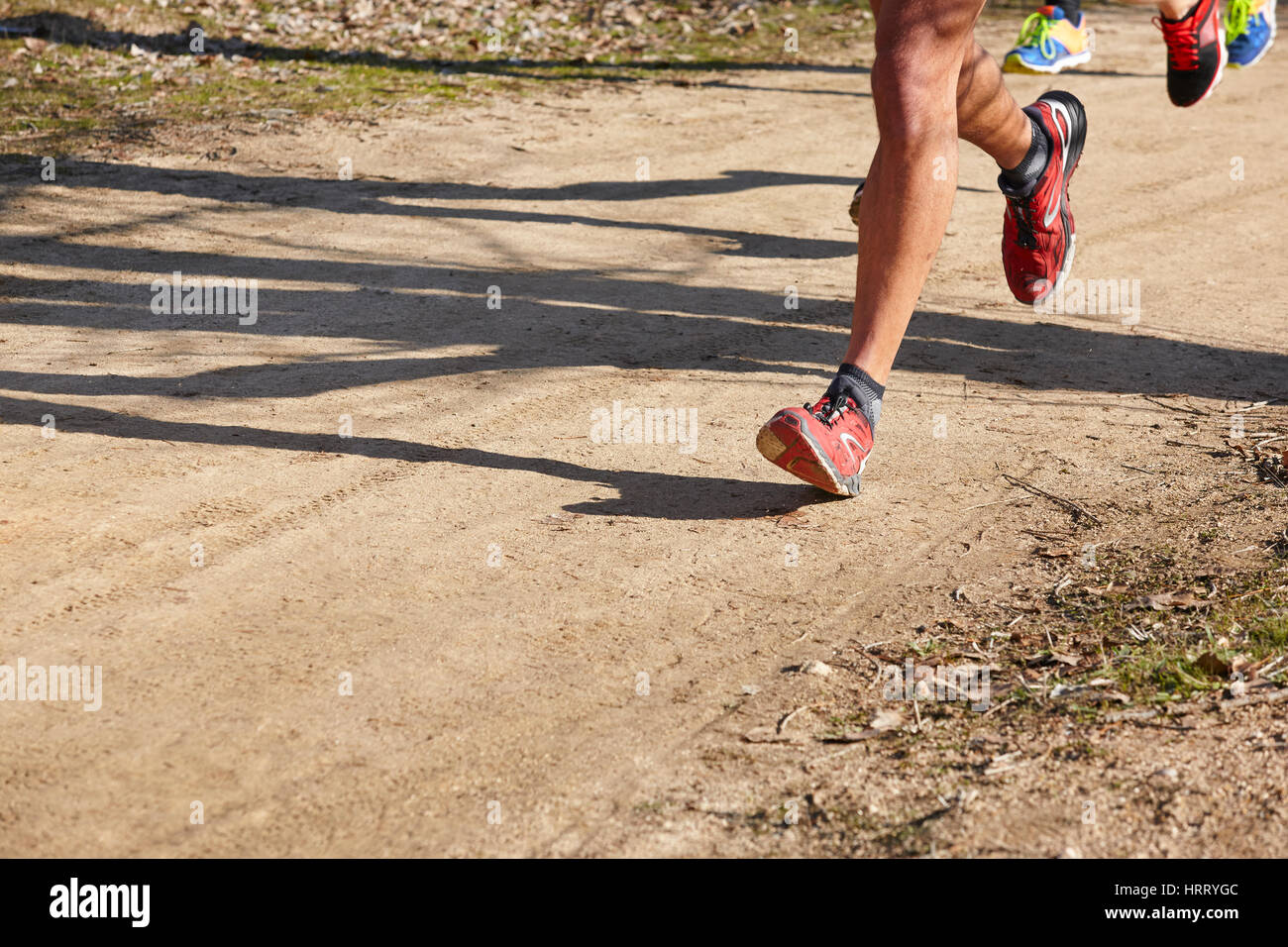 Senior athletic runner detail. Outdoor circuit. Horizontal Stock Photo ...