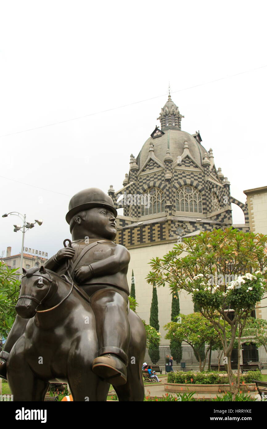 Man on Horseback sculpture by Fernando Botero, Plaza Botero, Medellin ...