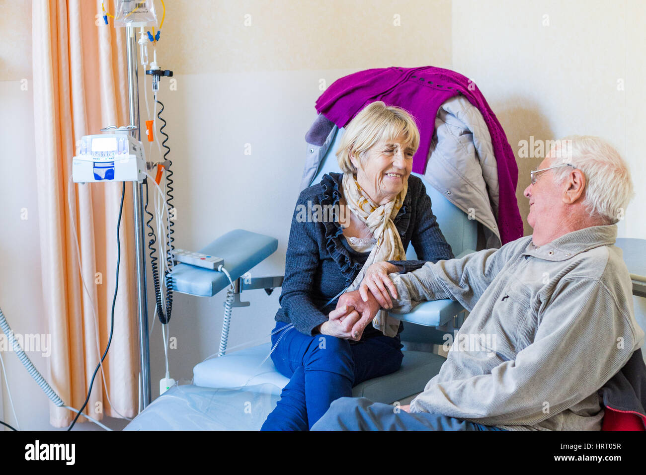 Oncology department, Patient with cancer receiving chemotherapy in day ...