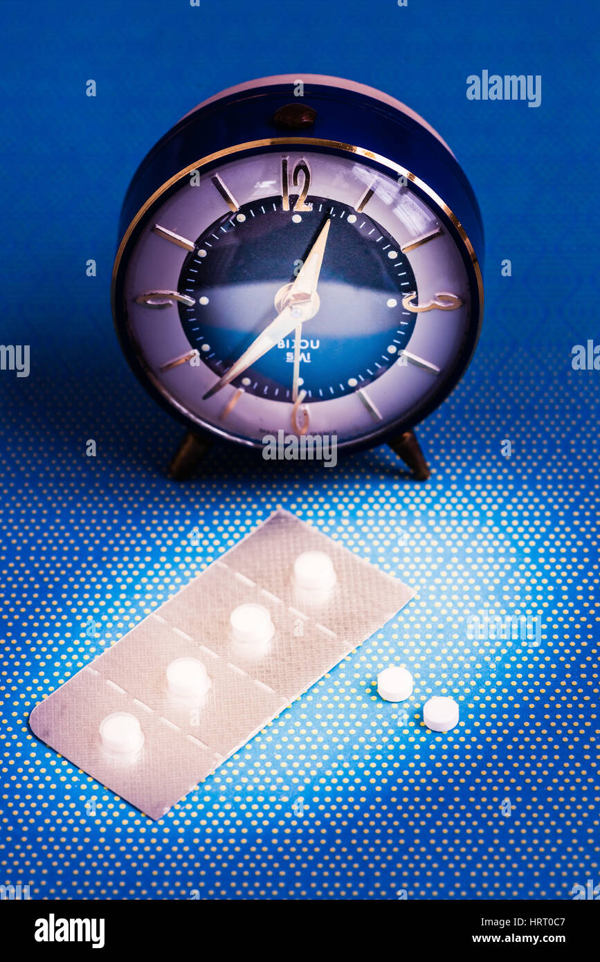 Tablets on a night table Stock Photo - Alamy