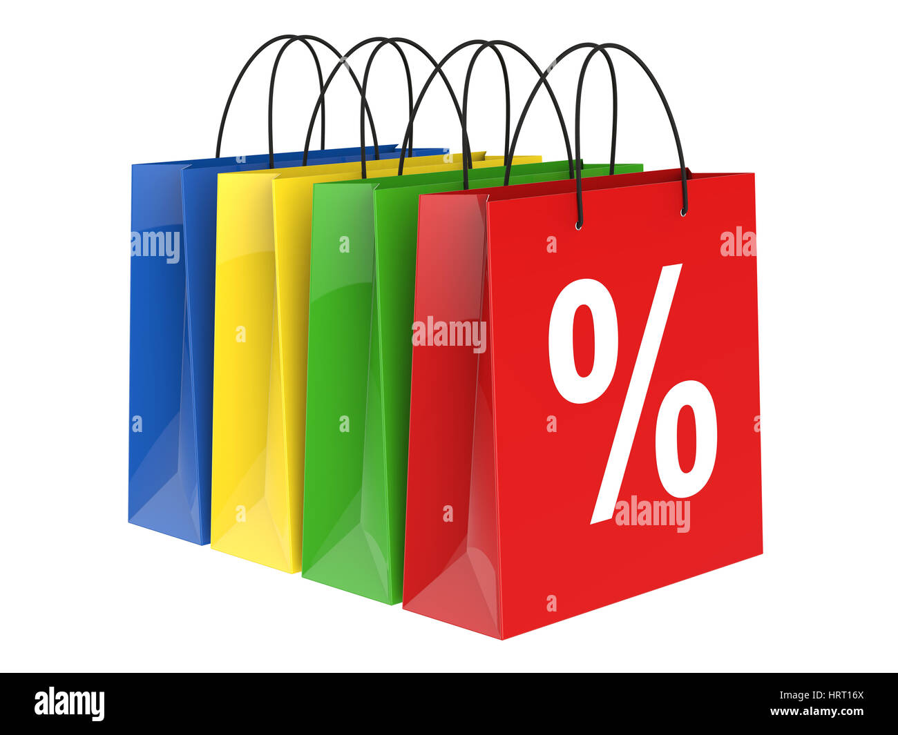 Shopping bags with percent isolated on white background 3D rendering ...