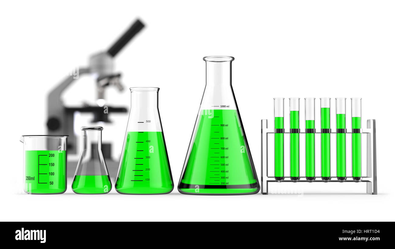 Laboratory glasses 3D rendering Stock Photo - Alamy