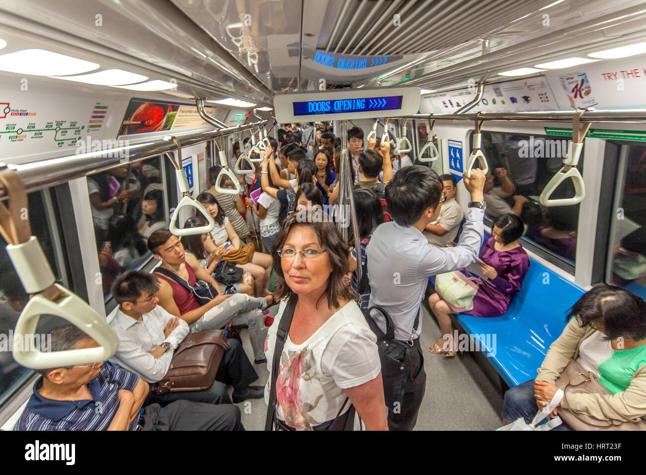 Subway, passengers in the subway, Singapore, Asia, Singapore Stock ...