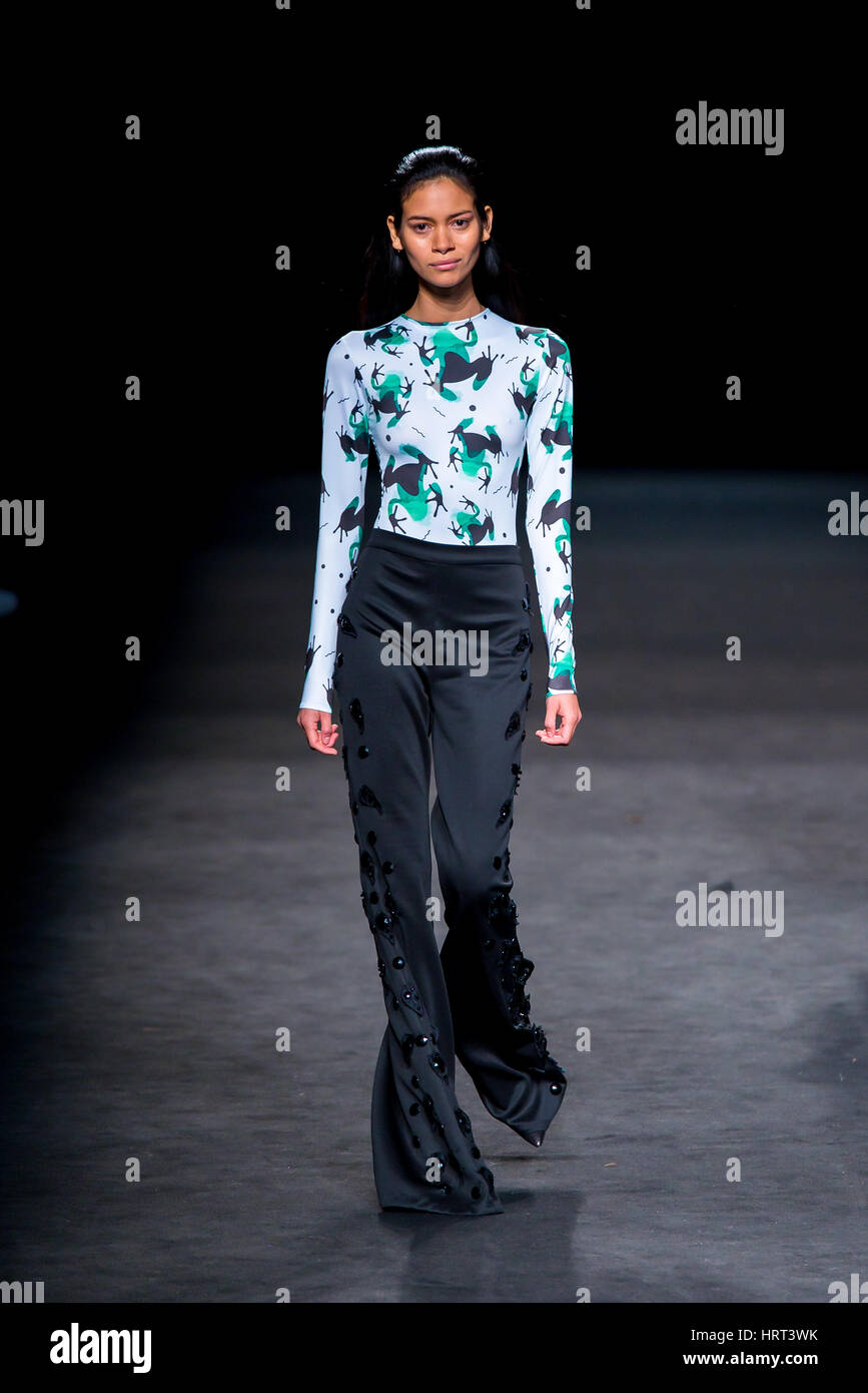 BARCELONA - FEB 4: Juana Burga (model) walks the runway for the Page ...