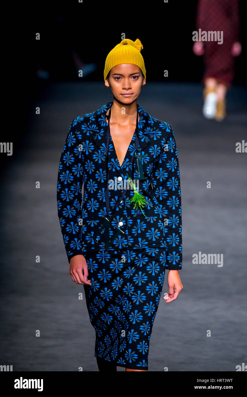 BARCELONA - FEB 4: Juana Burga (model) walks the runway for the ...