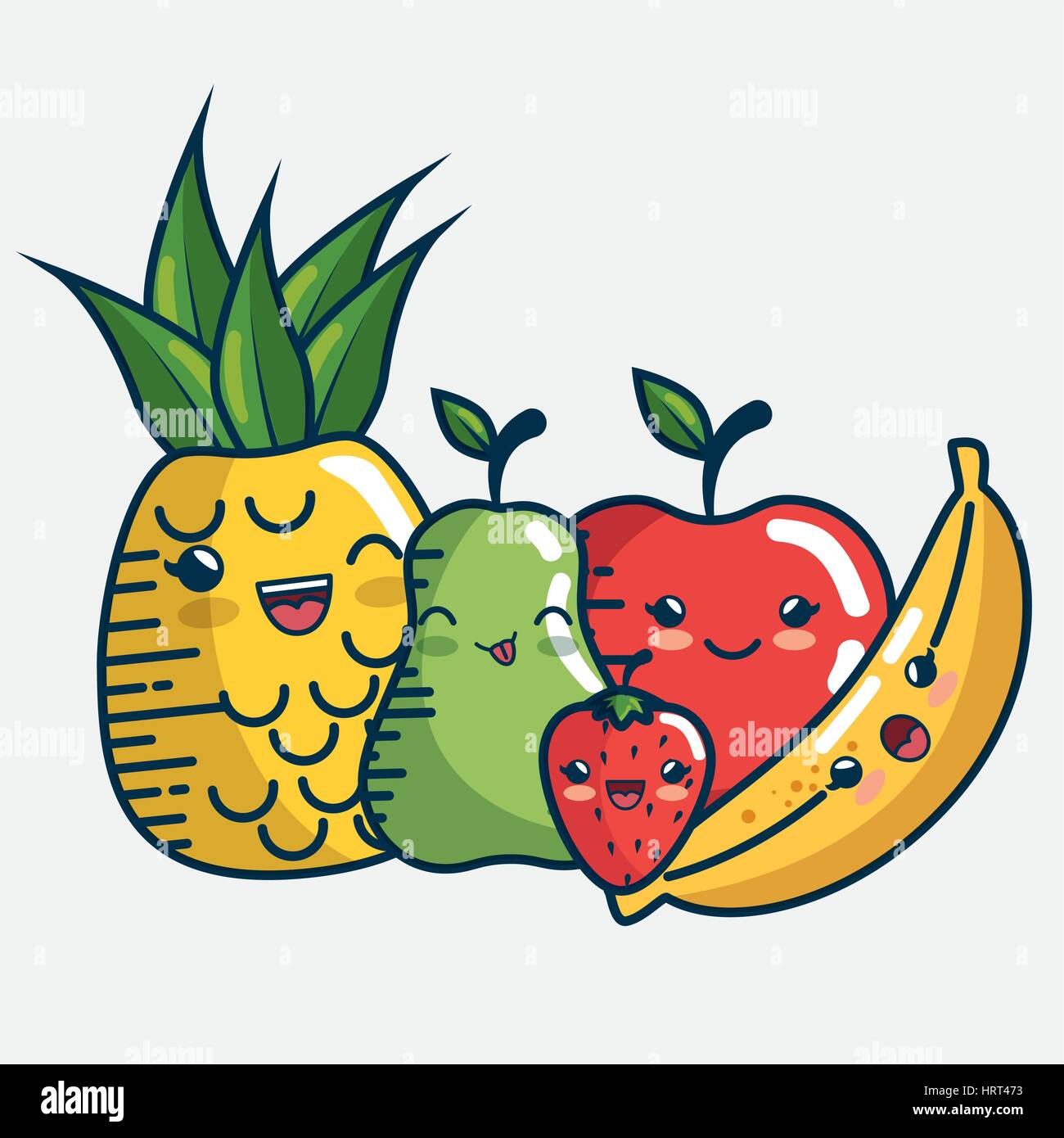 set fresh fruits characters handmade drawn Stock Vector Image & Art - Alamy