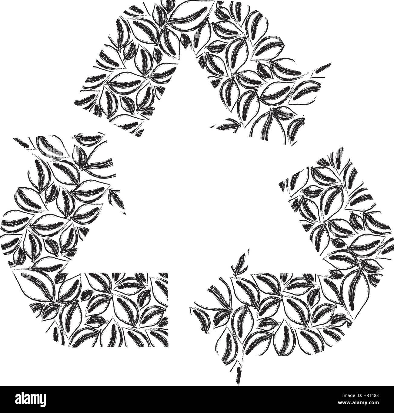 silhouette blurred recycling symbol arrow shape with leaves Stock ...