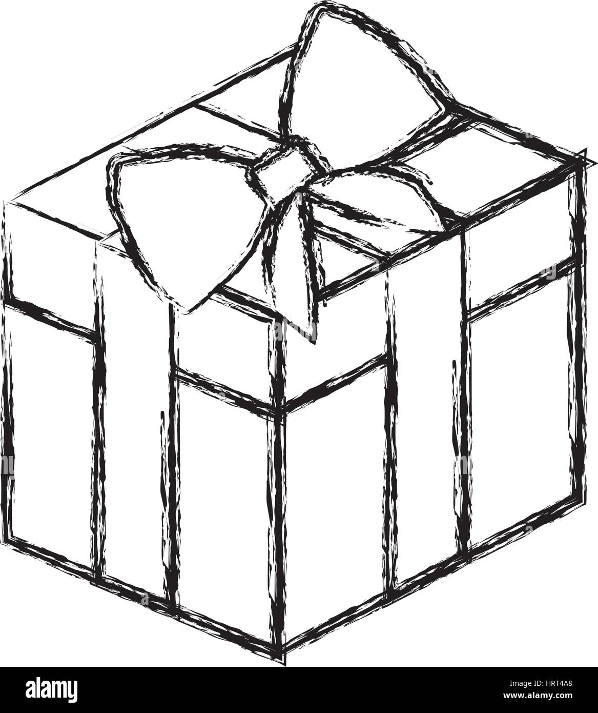 silhouette blurred square gift box with bow wrapping Stock Vector Image ...