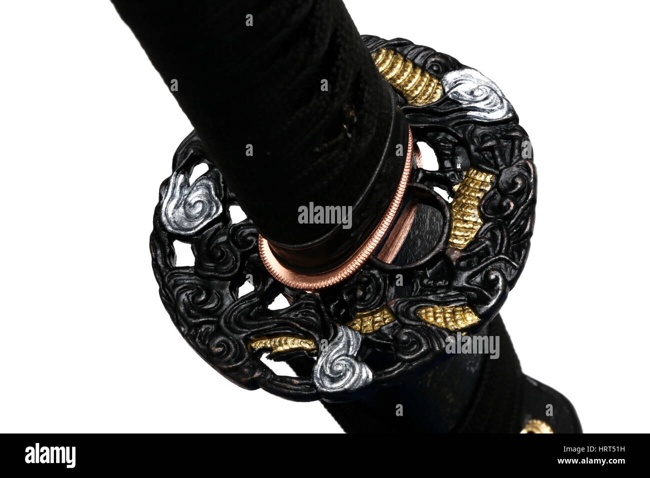 Tsuba : hand guard of Japanese sword with white background Stock Photo ...