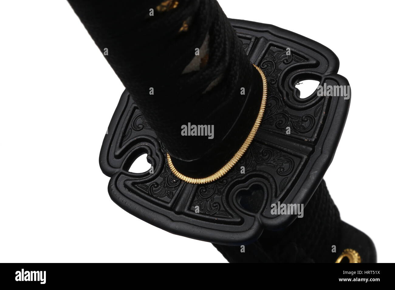 Tsuba : hand guard of Japanese sword with white background Stock Photo ...