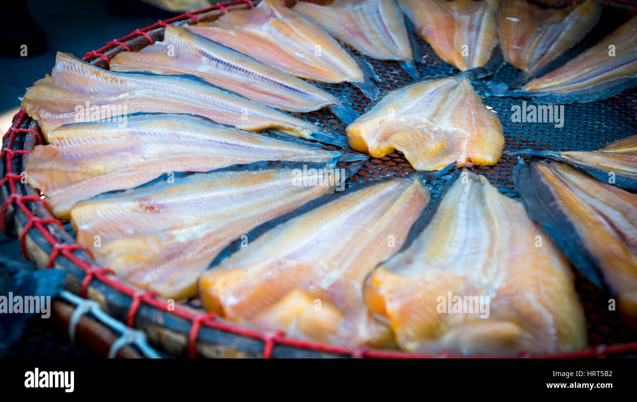 Many dried fishes background texture in the market, Food preservation ...