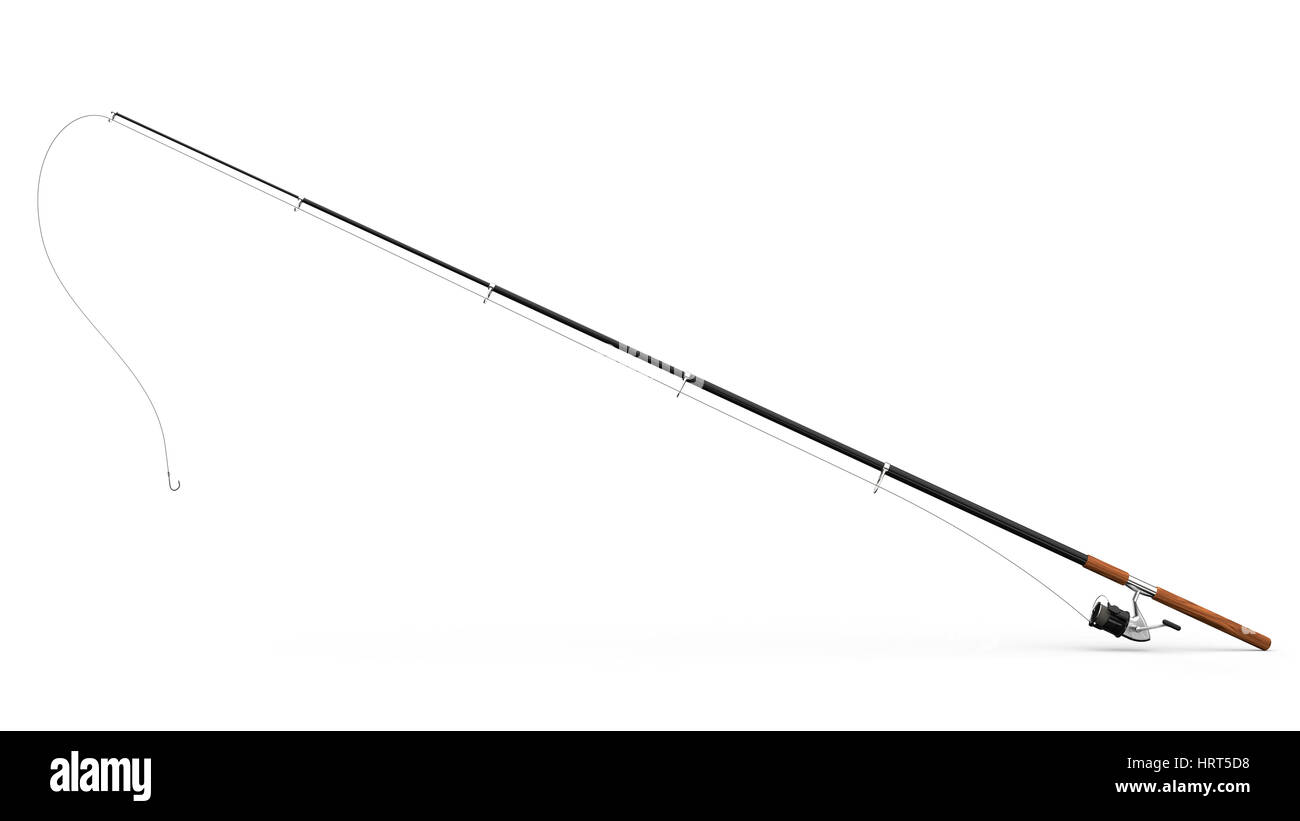 Fishing rod on white background 3D rendering Stock Photo - Alamy