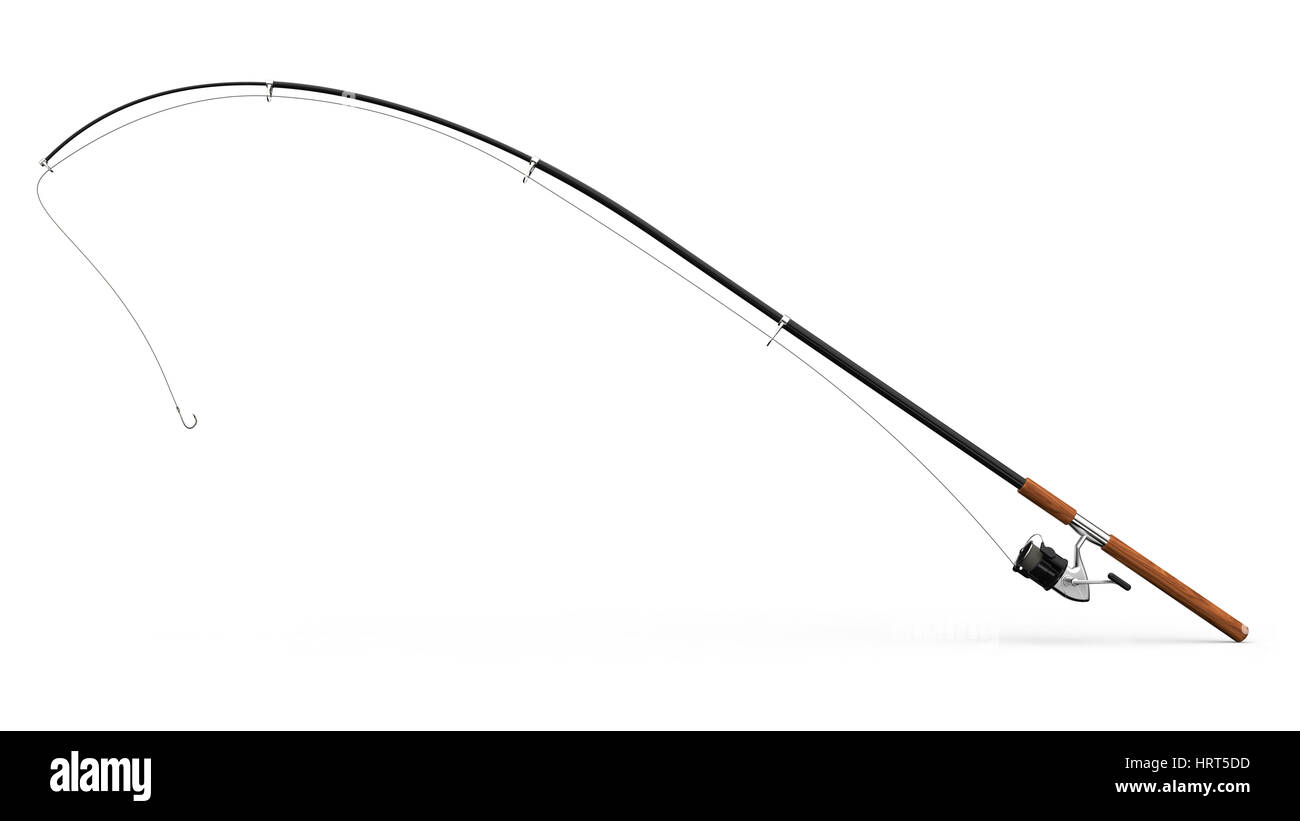 Fishing rod on white background 3D rendering Stock Photo - Alamy