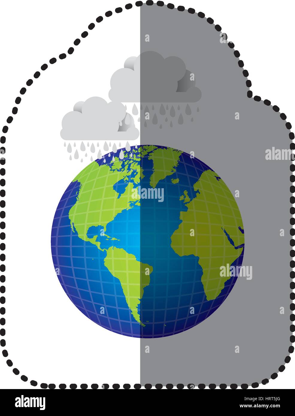 color earth planet with clouds rainning icon Stock Vector Image & Art ...