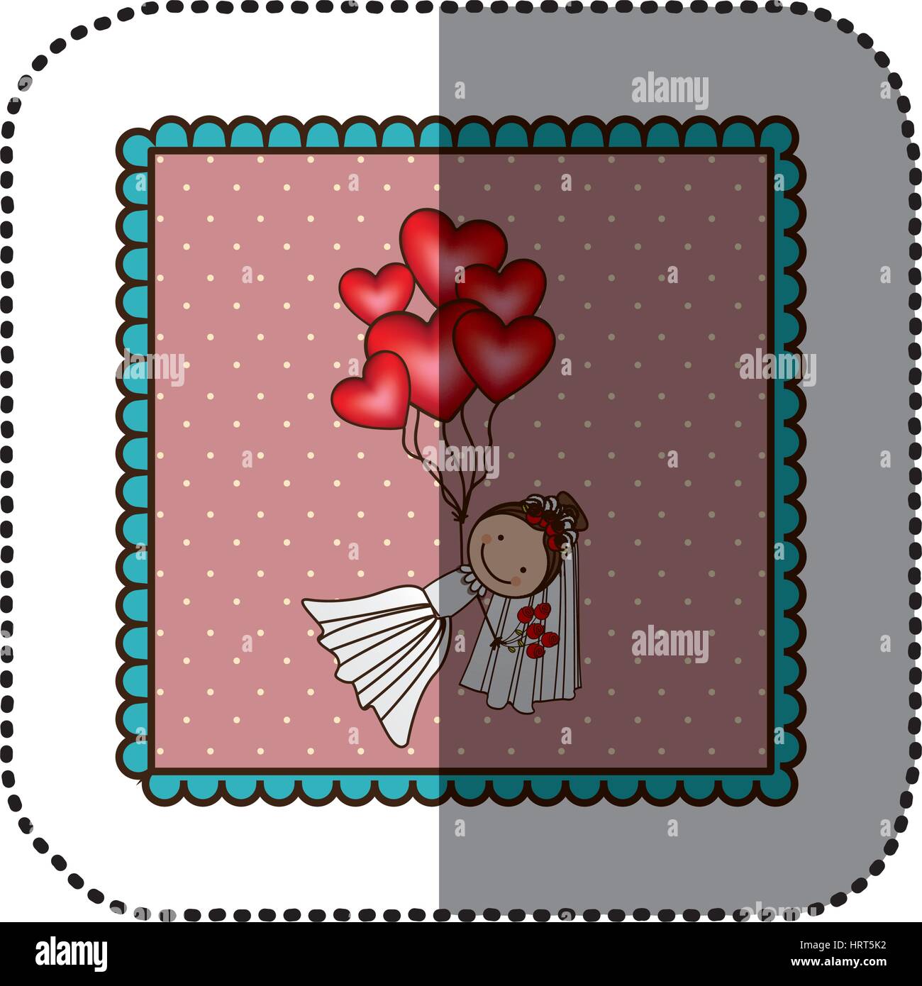 symbol bride with red heart balloons in the hands Stock Vector Image ...