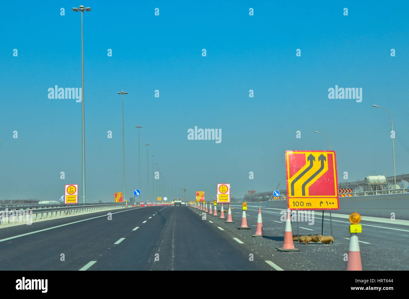 Partially completed modern highway (express way) with road diversion ...