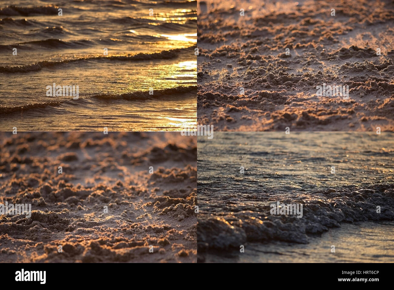 sea waves and sand. collage of four images Stock Photo - Alamy